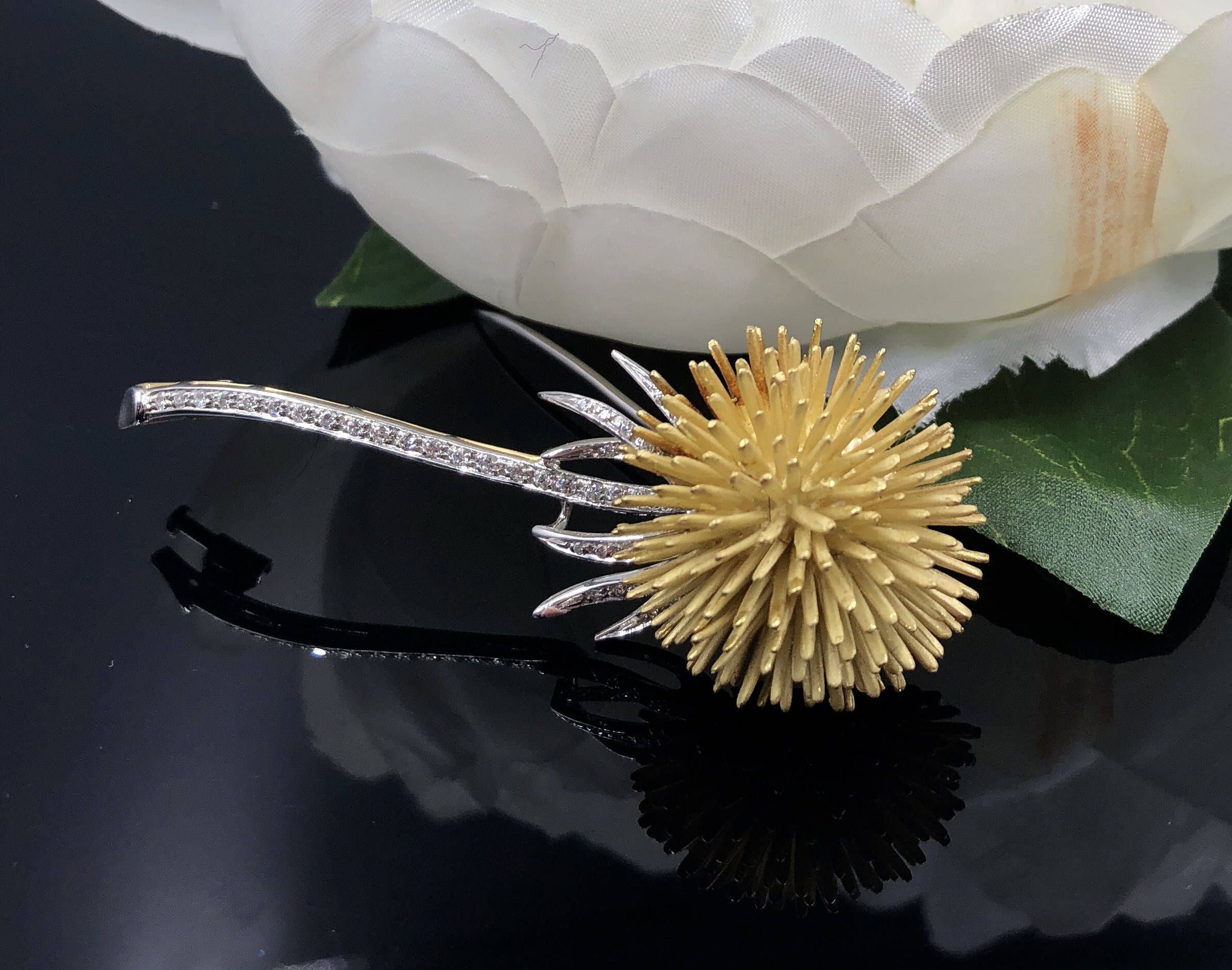 18K Diamond Dandelion Brooch
