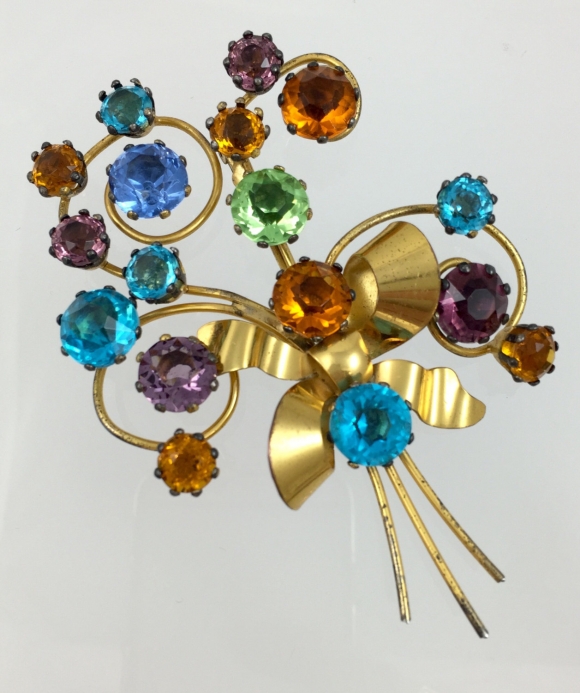 Vogue Vermeil Multicolor Stone Statement Brooch - Vintage 1940s Vermeil ...