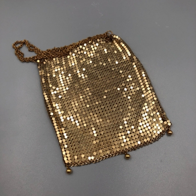 Whiting Davis Gold Mesh Drawstring Evening Bag