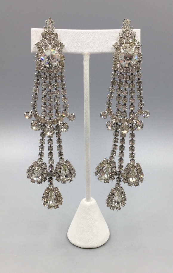 Extra Long Rhinestone Statement Earrings