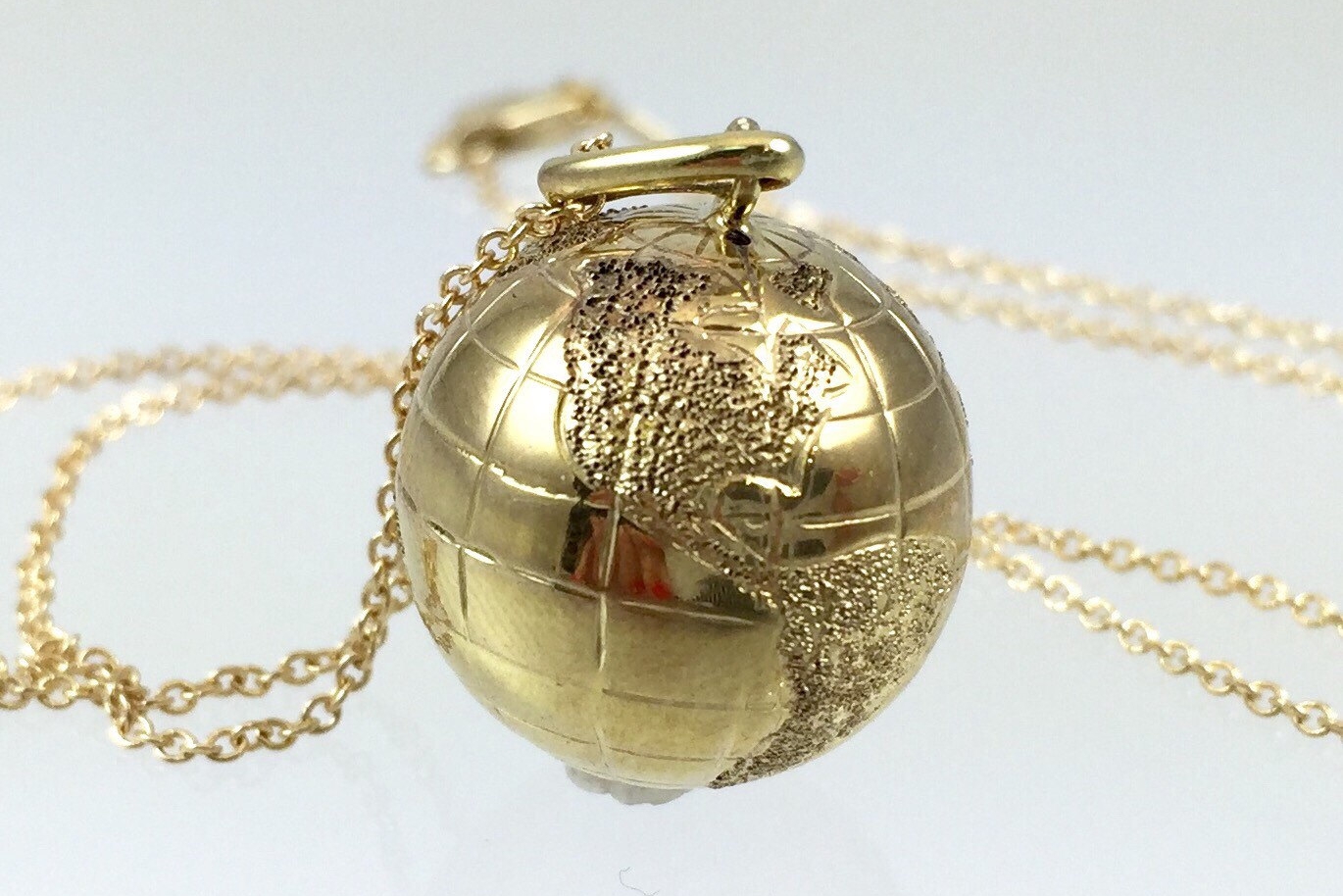 10K Gold World Globe Charm Pendant - World Traveller Charm